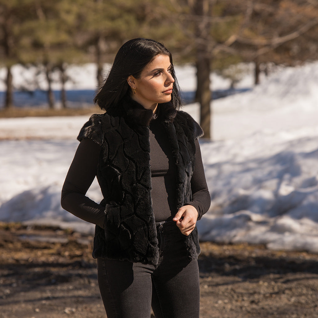 Black - Mink - Vest – Musifurs